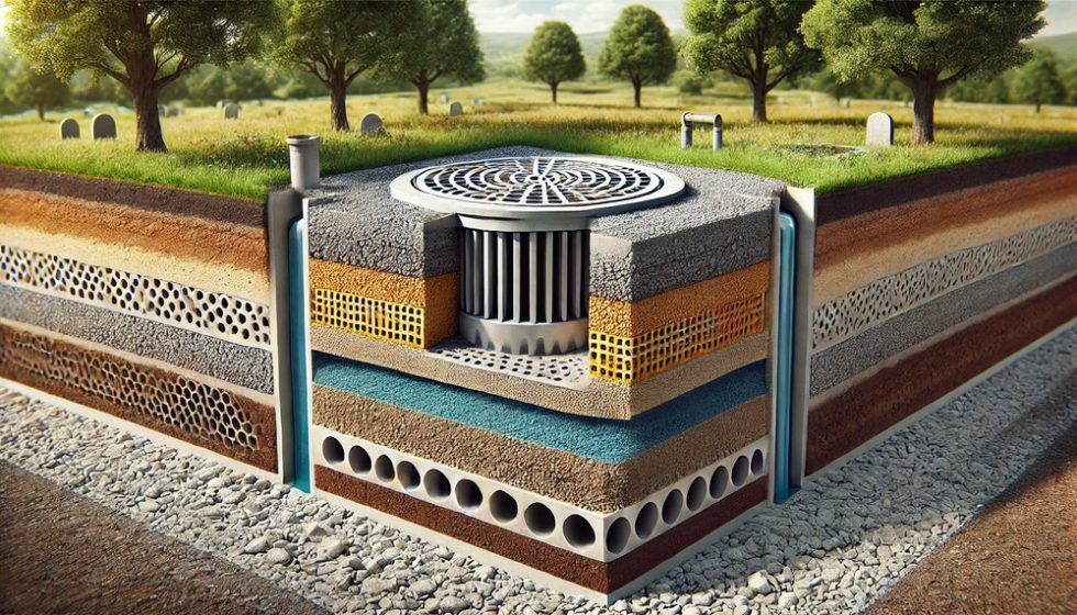 El pozo de absorción de aguas residuales y pluviales